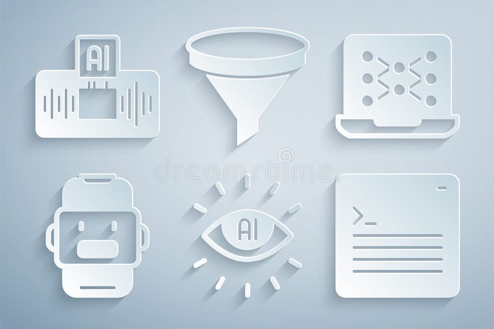 Set Artificial Intelligence AI, Neural Network, Chat Bot, Web Developer Programming Code, Funnel ...
