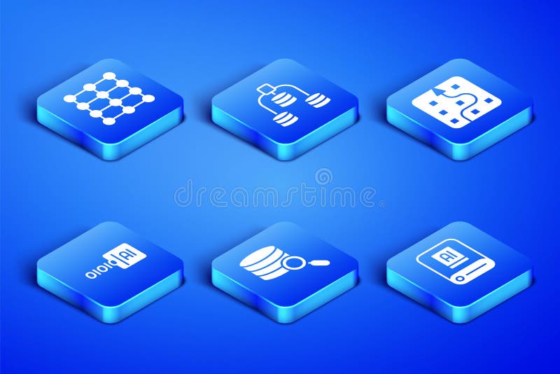 Set Artificial Intelligence AI, Neural Network, Server, Binary Code, Data and Icon. Vector Stock ...