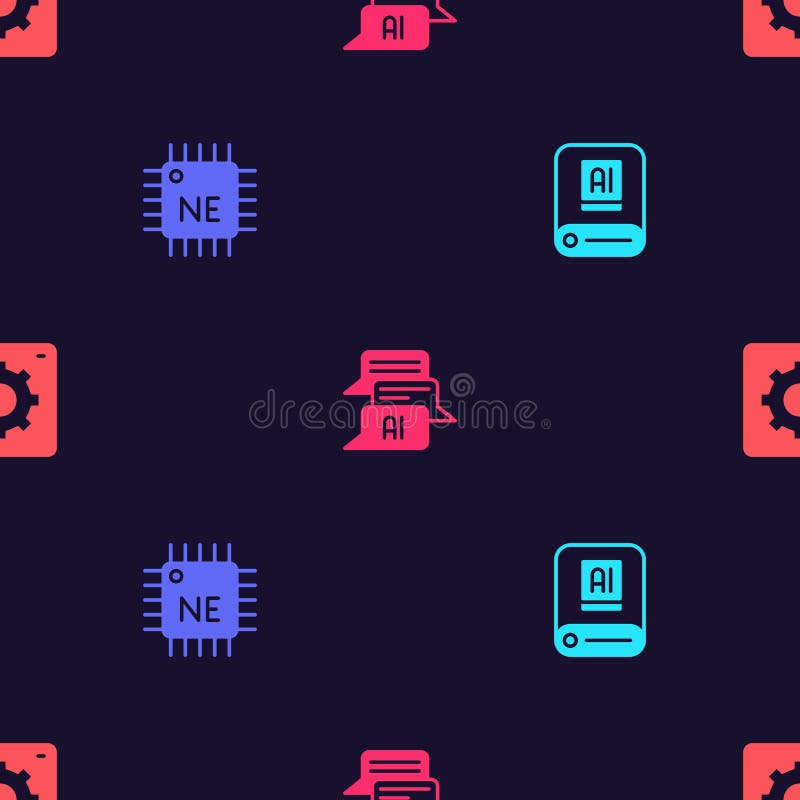 Set Artificial Intelligence Ai Processor Cpu Chat Bot And Computer Api Interface On Seamless