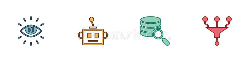 Set Artificial Intelligence AI, Robot, Server and Funnel or Filter Icon ... Set Artificial Intelligence AI, Robot, Server and Funnel or Filter Icon ...