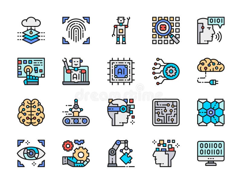Set of Artificial Intelligence Color Line Icons. Engineering, Conveyor ... Set of Artificial Intelligence Color Line Icons. Engineering, Conveyor ...