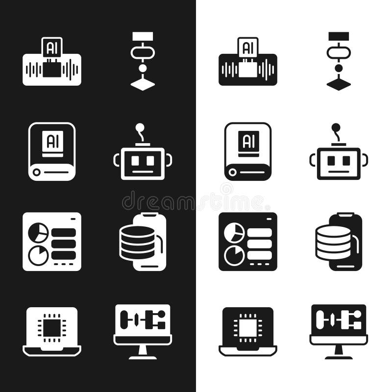 Set Artificial Intelligence Robot, AI, Algorithm, Computer Api Interface, Cloud Technology Data ...