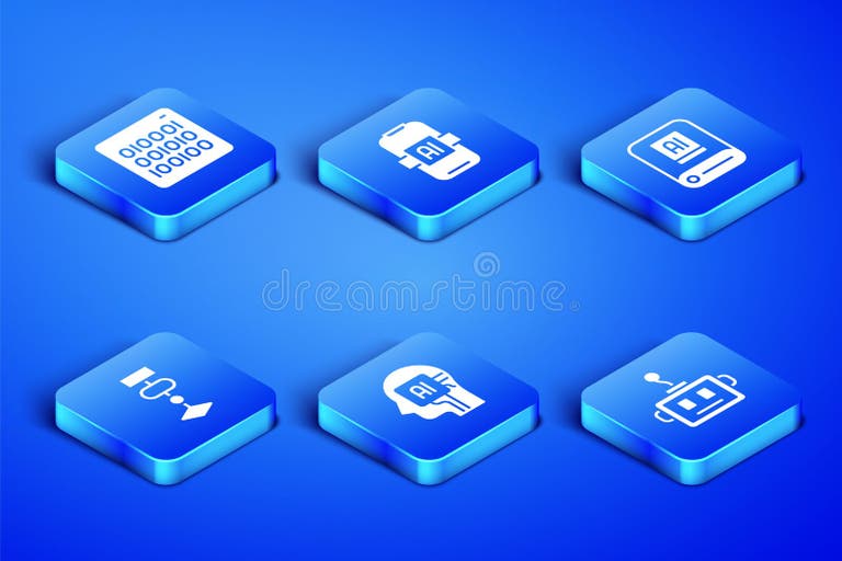 Set Artificial Intelligence Robot, Binary Code, Humanoid, Algorithm, AI and Icon. Vector Stock ...