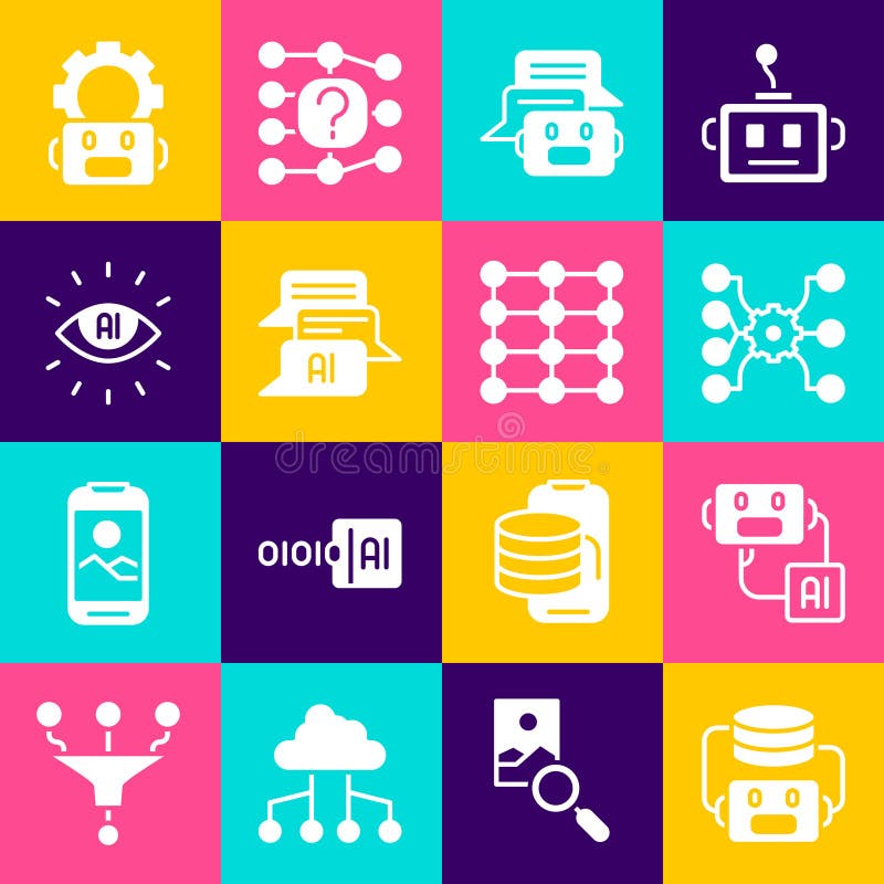 Set Artificial Intelligence Robot, Neural Network, Chat, AI, Robot ... Set Artificial Intelligence Robot, Neural Network, Chat, AI, Robot ...