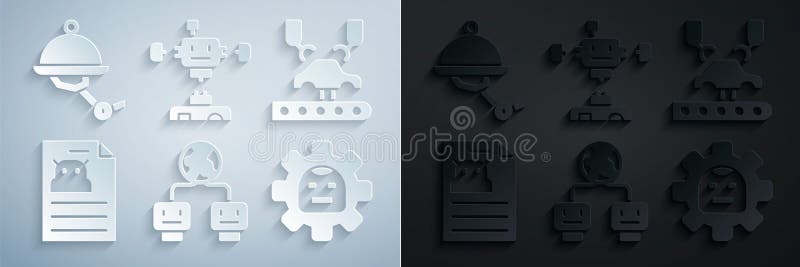 Set Artificial Intelligence, Robotic Robot Arm on Factory, Technical ... Set Artificial Intelligence, Robotic Robot Arm on Factory, Technical ...