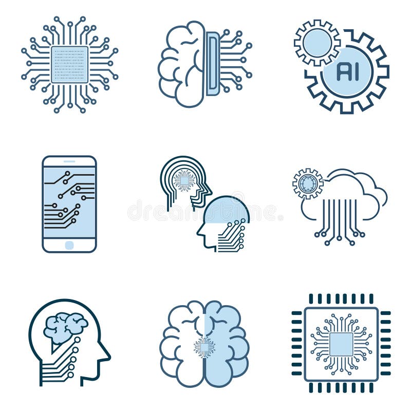 Set of Artificial Intelligence Vector Line Icons, Face Recognition ... Set of Artificial Intelligence Vector Line Icons, Face Recognition ...