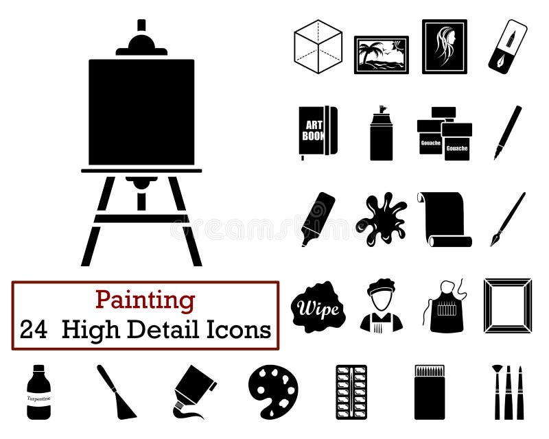 Set of 24 Artist Icons stock vector. Illustration of pencil - 71798541