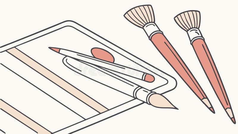 A Set of Artist S Tools Including Brushes, Pencil and Eraser Vector ...