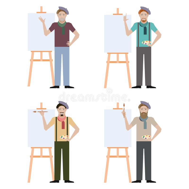 Set of Artists stock vector. Illustration of draw, happy - 72877881