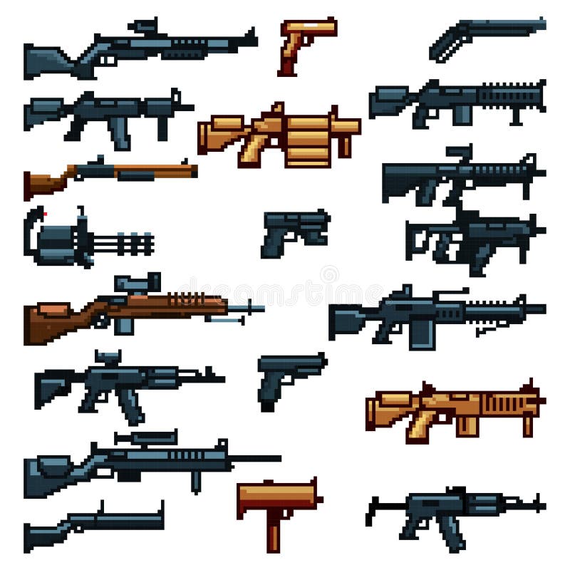 Set of Assault Weapons. Vector Illustration Decorative Design Stock ...