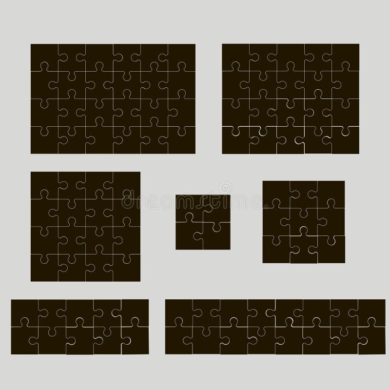 A Set of Assembled Black Puzzles Stock Vector - Illustration of black ...