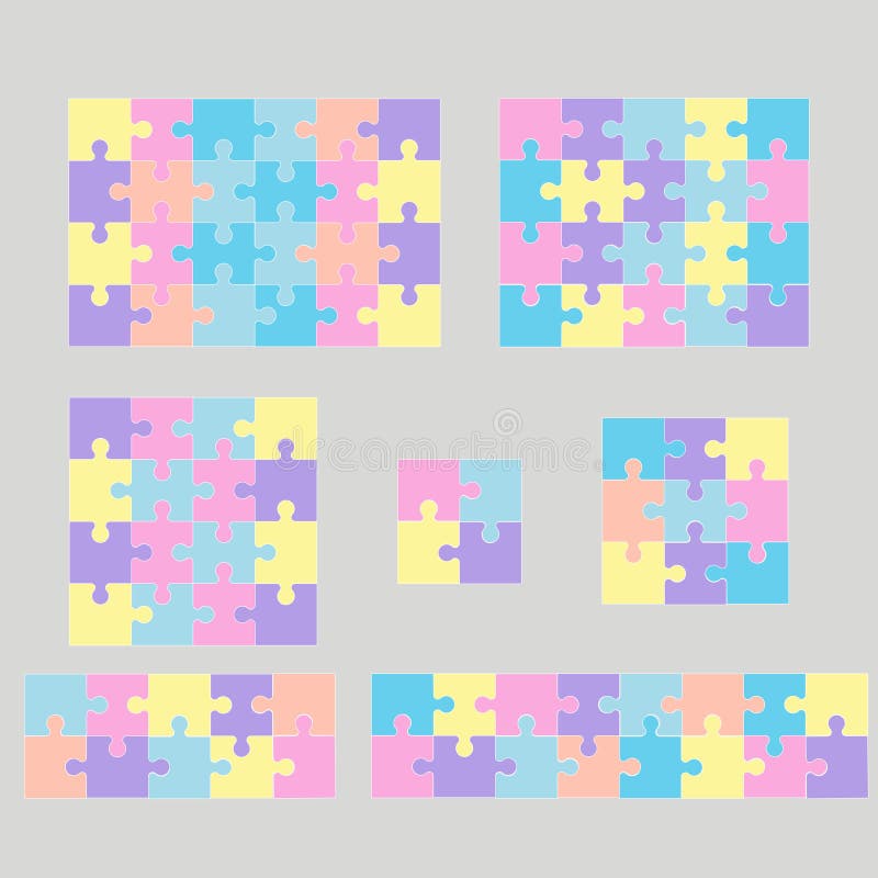 A Set of Assembled Multi-colored Puzzles Stock Vector - Illustration of ...