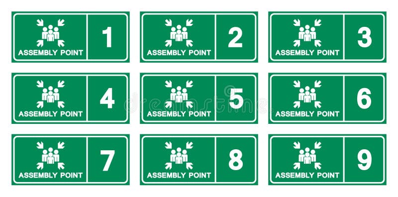 Set of Assembly Point Symbol Sign, Vector Illustration, Isolated on ...