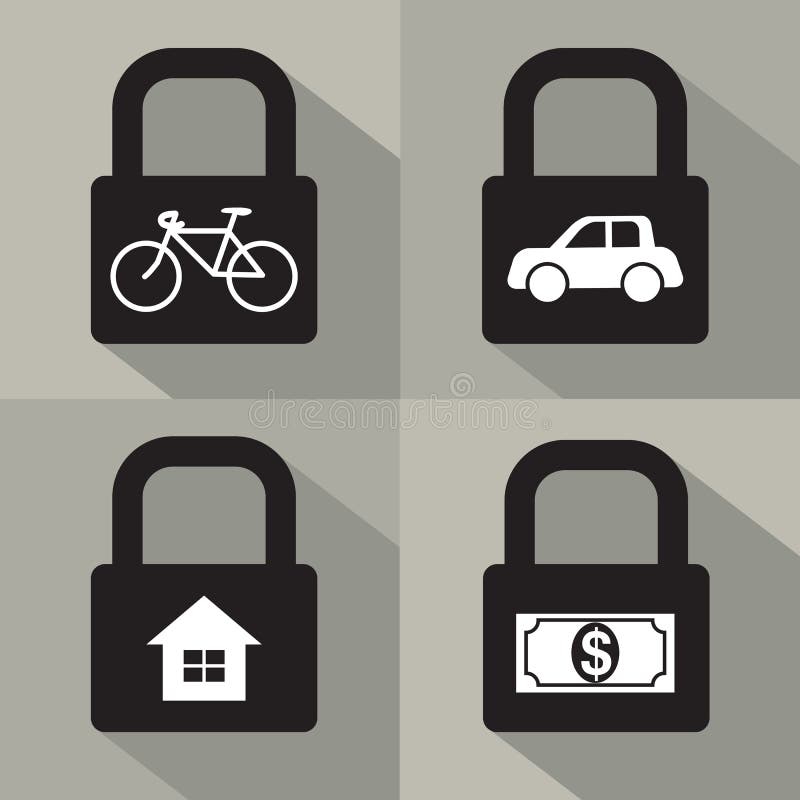Set of Asset Security Concept Stock Vector - Illustration of icon ...