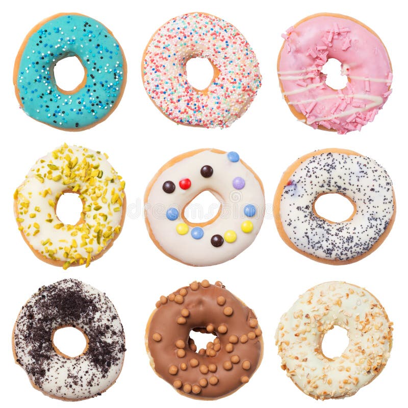 Assorted Donuts on white stock image. Image of dough - 10675675