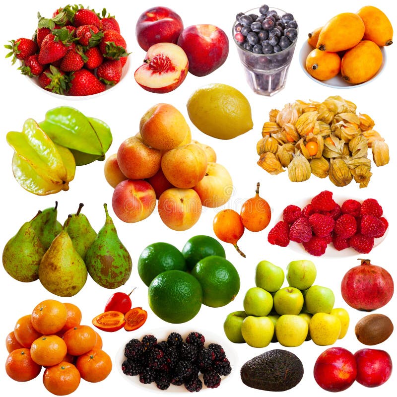 Set of Assorted Fruits Isolated on White Stock Image - Image of food ...