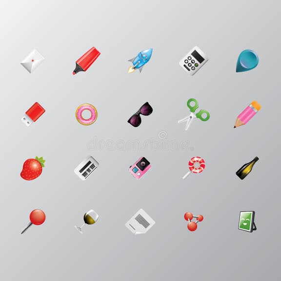 Set of Assorted Icons. Vector Illustration Decorative Design Stock ...