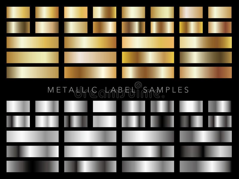 Set of Assorted Metallic Gold and Silver Label Samples, Vector ...