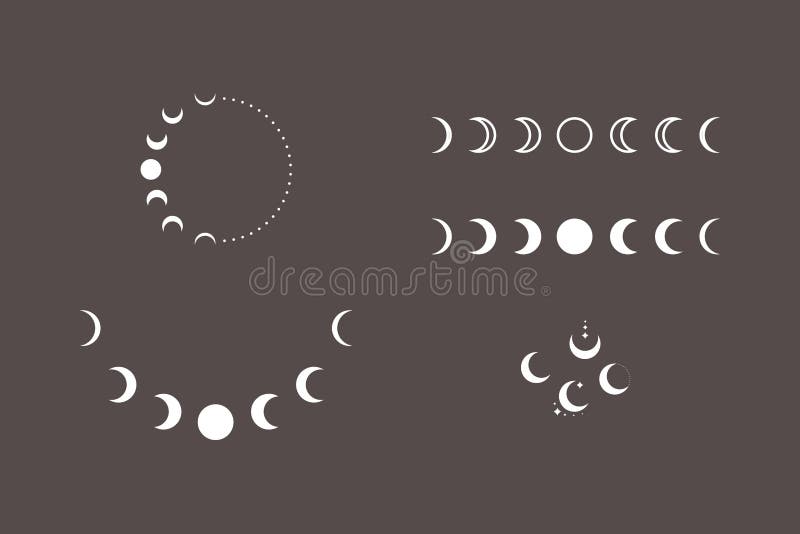 A Set of Astrological Abstract Elements Such As the Moon, Month, Stars ...