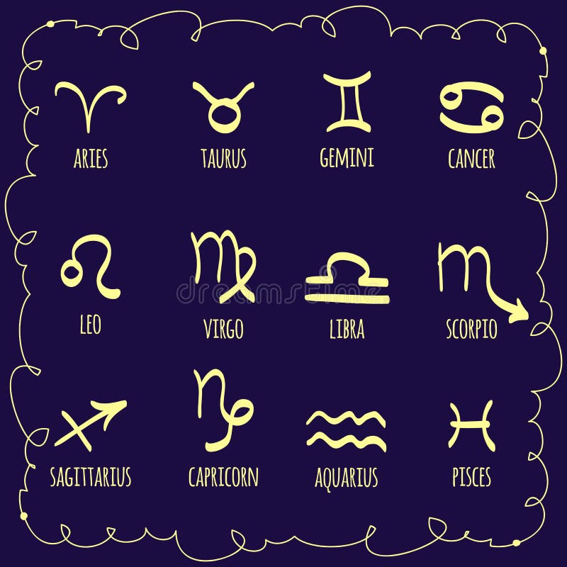 Set Of Astrological Zodiac Symbols Horoscope Signs Stock Vector