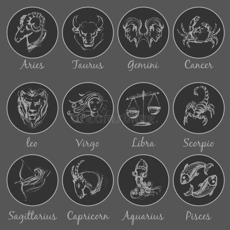 Set Of Astrological Zodiac Symbols Horoscope Signs Stock Vector