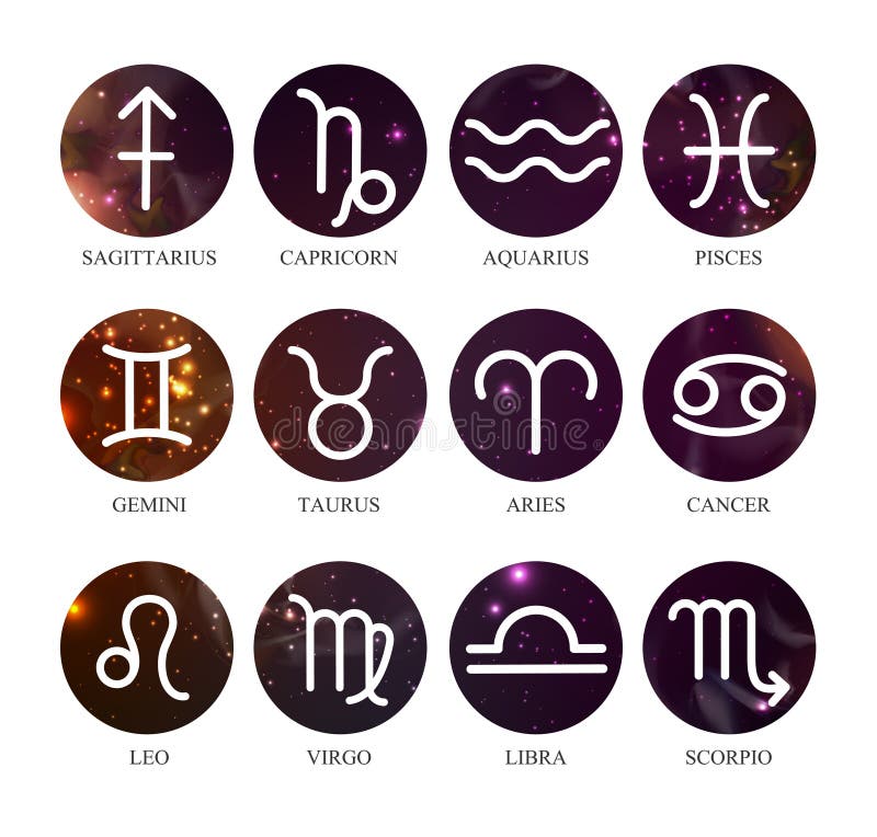 Astrology Wheel with Zodiac Signs with Constellation Map. Realistic ...