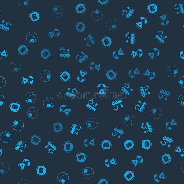 Set Astronaut Helmet, Mars Rover, Space Capsule and Planet on Seamless ...