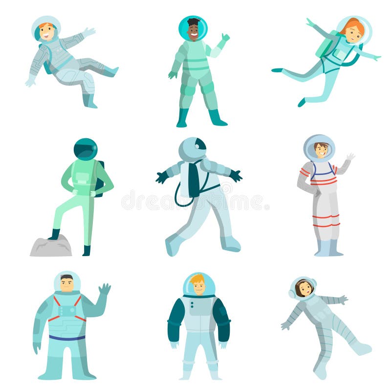Astronauts Are Men And Women Aboard A Spacecraft Stock Vector