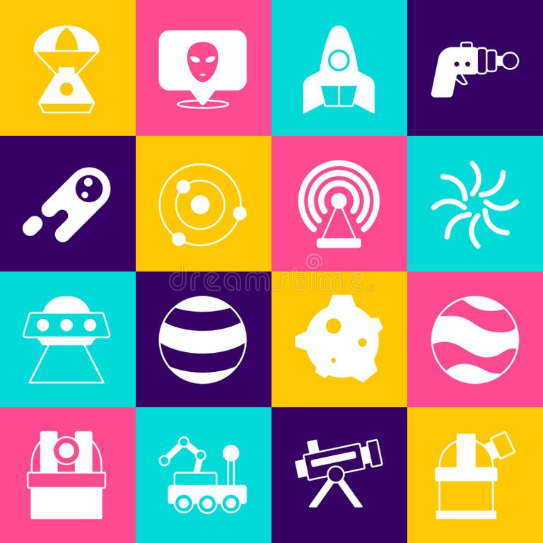 Set Astronomical Observatory, Planet, Black Hole, Rocket Ship, Solar ...