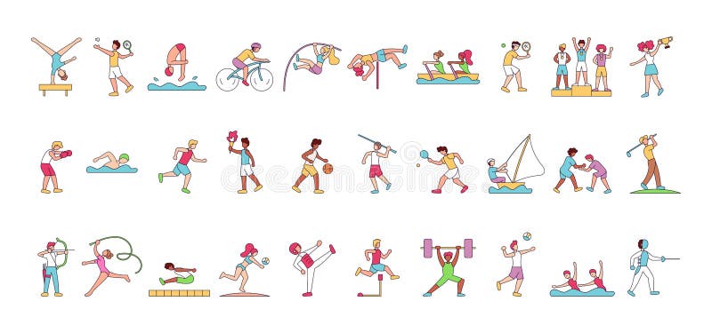 Set of Athlete Icons Practicing Different Sports Stock Vector ...