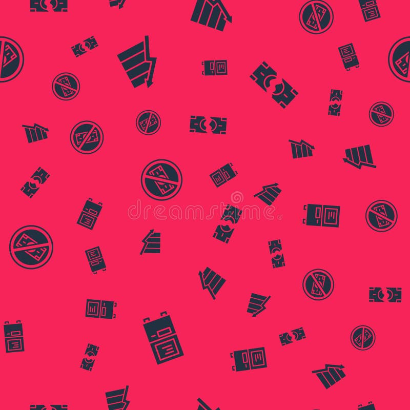 Set ATM, Financial Growth Decrease, No Money and Tearing Banknote on Seamless Pattern. Vector ...