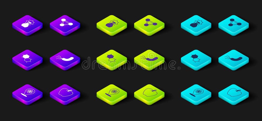 Set Atom, Apple, Chemical Formula, Bacteria, Molecule and Explosion in ...