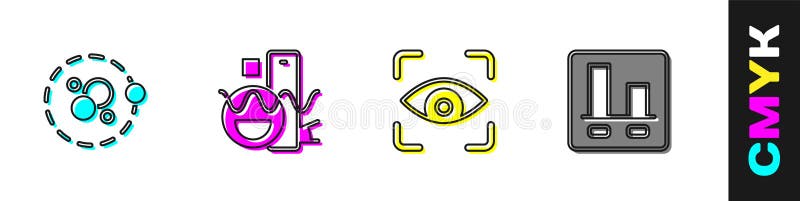 Set Atom, Basic Geometric Shapes, Eye Scan and Graph Chart Infographic ...