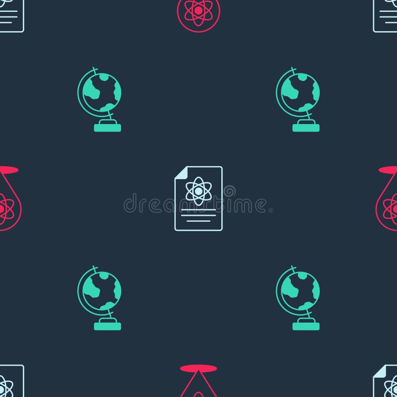 Set Atom, Chemistry Report and Earth Globe on Seamless Pattern. Vector Stock Vector ...