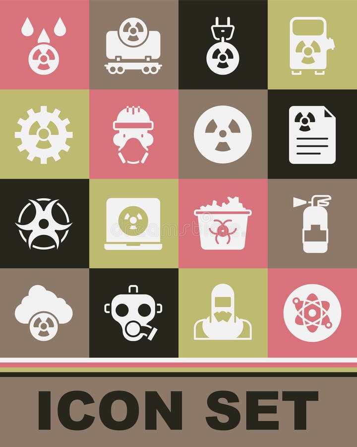 Set Atom, Fire Extinguisher, Radiation Warning Document, Electrical ...
