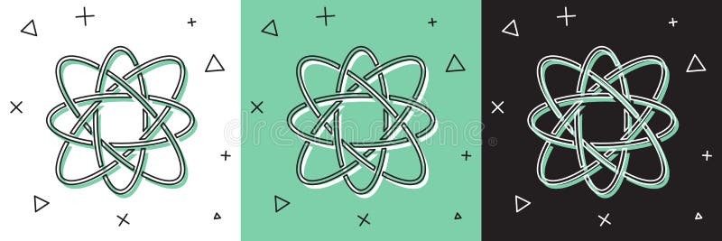 Set Atom Icon Isolated on White and Green, Black Background. Symbol of ...