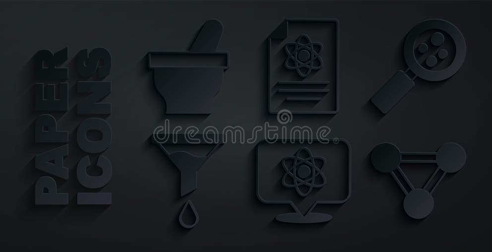 Set Atom, Microorganisms Under Magnifier, Funnel Filter, Molecule ...