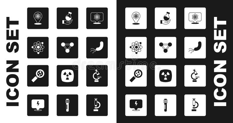 Set Atom, Molecule, Bacteria, Test Tube, Microscope and Microorganisms ...