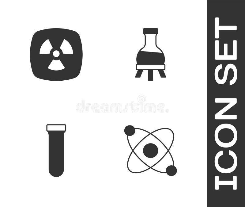 Set Atom, Radioactive, Test Tube and Icon. Vector Stock Vector ...