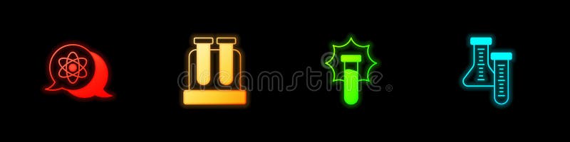 Set Atom, Test Tube, Explosion in the Flask and Icon. Vector Stock ...