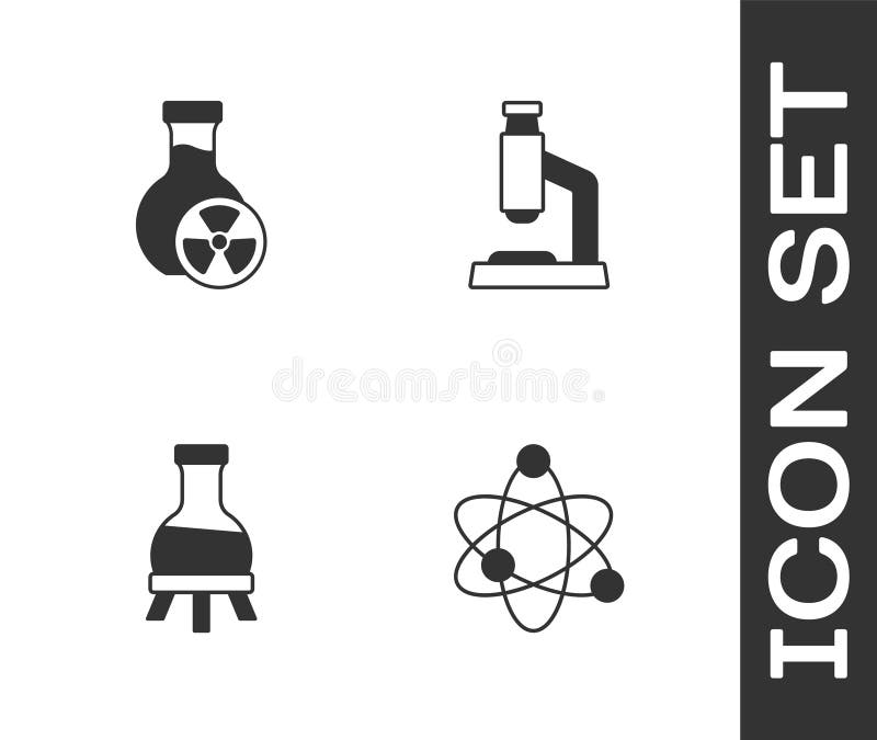 Set Atom, Test Tube with Toxic Liquid, and Microscope Icon. Vector ... Set Atom, Test Tube with Toxic Liquid, and Microscope Icon. Vector ...