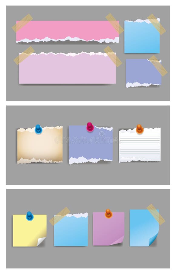 Set of Attachment Banners Paper Icons Stock Vector - Illustration of ...