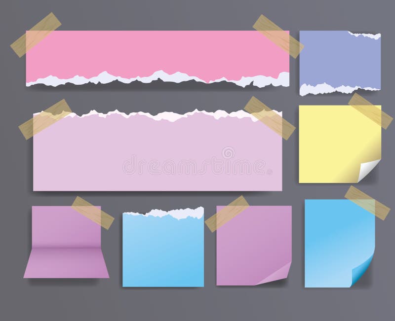 Set of Attachment Banners Paper Icons Stock Vector - Illustration of ...