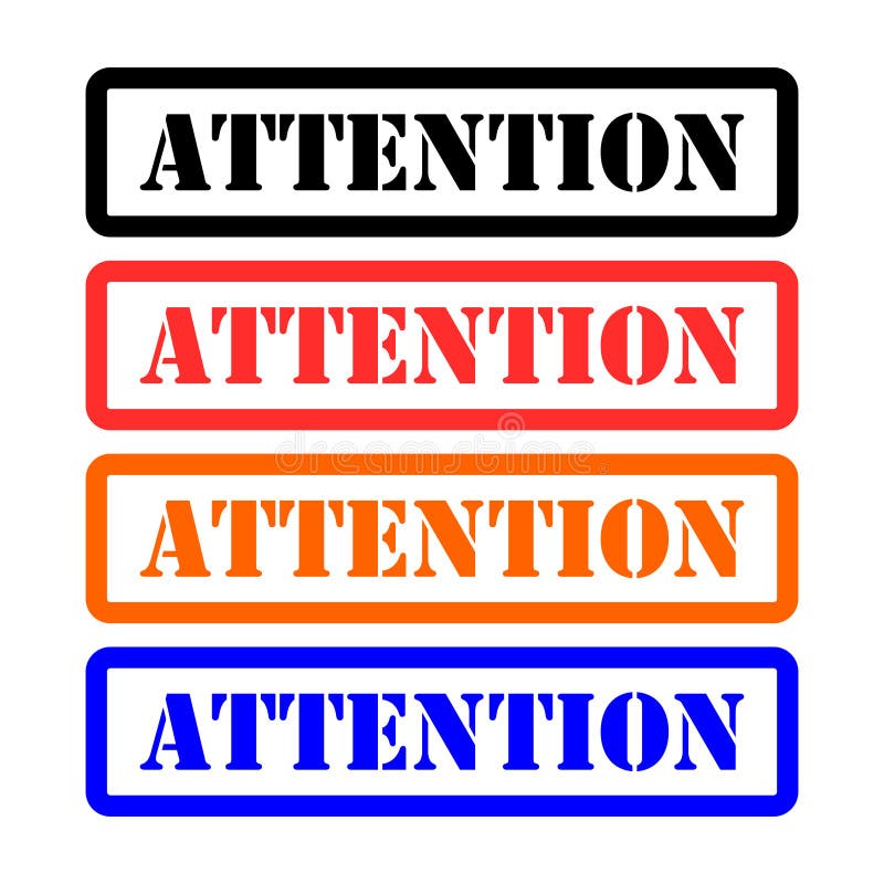 Set of Attention Stamp Symbol, Label Sticker Sign Button, Text Banner ...