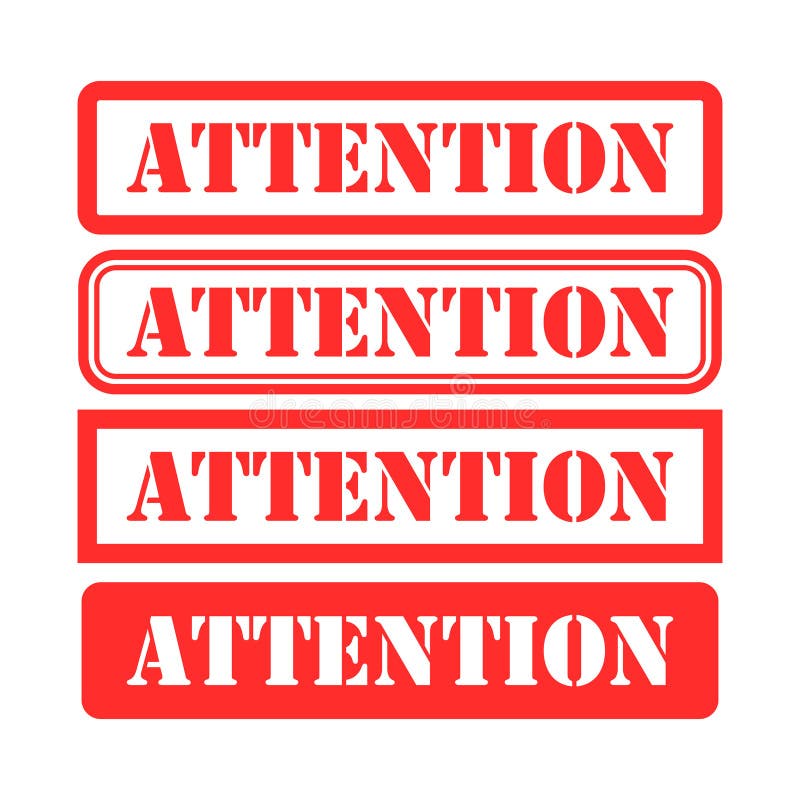 Set of Attention Stamp Symbol, Label Sticker Sign Button, Text Banner ...