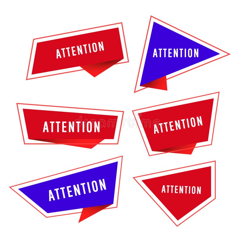 Set of Attention Text Origami Stickers Template in a Flat Design Stock ...
