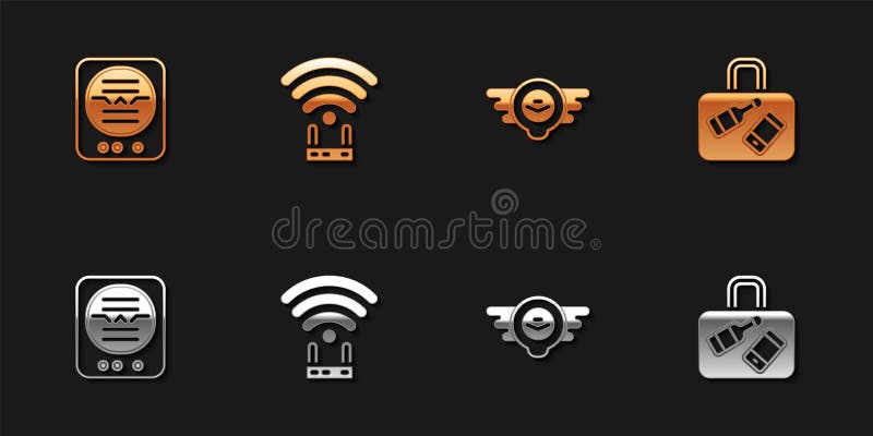 Set Attitude Indicator, Router and Wi-fi Signal, Aviation Emblem and ...