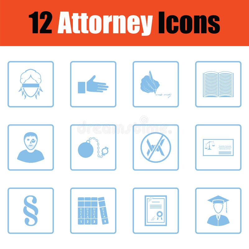Set of attorney icons stock vector. Illustration of paragraph - 94054576