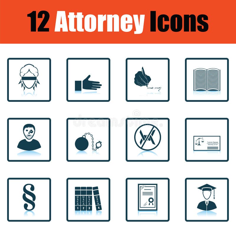 Set of attorney icons stock vector. Illustration of judge - 75611274