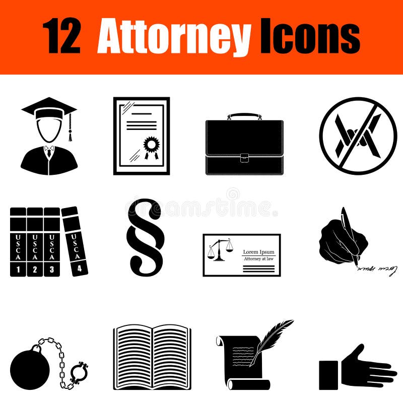 Set of attorney icons stock vector. Illustration of diploma - 69739922